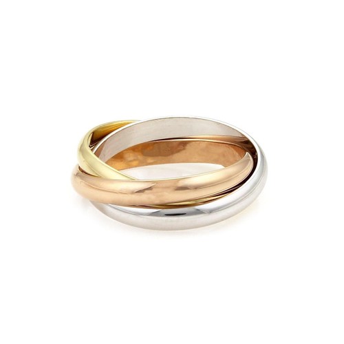 Cartier Trinity 18k Tri-Color Gold 3.5mm Rolling Band Ring Size EU 64 ...