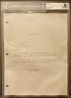 ELVIS PRESLEY Typed Signed Autograph 8.5 x 11 Letter to COL. PARKER BAS ...