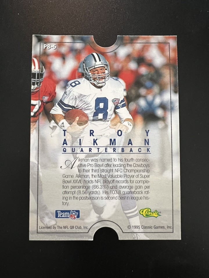 1995 Classic Pro Line Pro Bowl Hawaii Troy Aikman #PB-5 NFL Dallas ...
