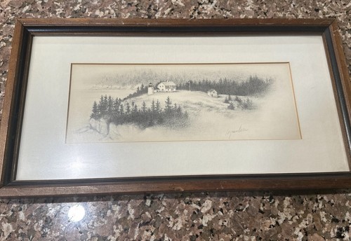 Virginia Miller Maine Lighthouse Lithograph Drawing Matted & Signed EUC ...