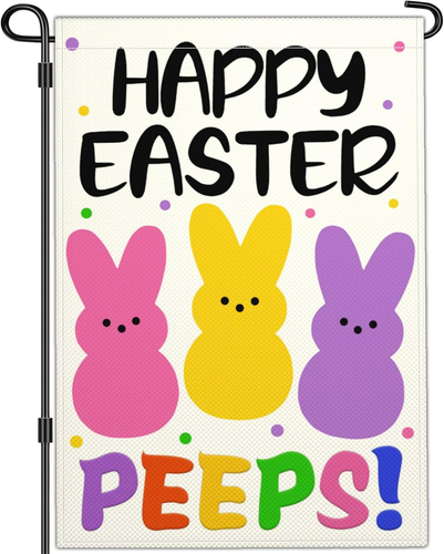 Happy Easter Garden Flag Welcome Bunny Peeps Spring Yard Garden Flags ...