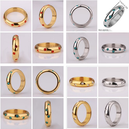 18K White Gold / Gold GP Inlay Crystal 5mm Wedding Engagement Band Ring ...