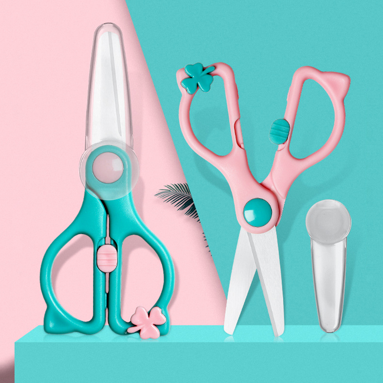 Kid Toddler Baby Food/Paper Shears Stainless Steel Safety Scissors+Cap ...