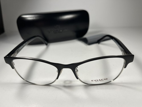 😎 New Coach HC 5074 Eyeglasses 9239 Satin Black Silver Frames 52/17/135 ...