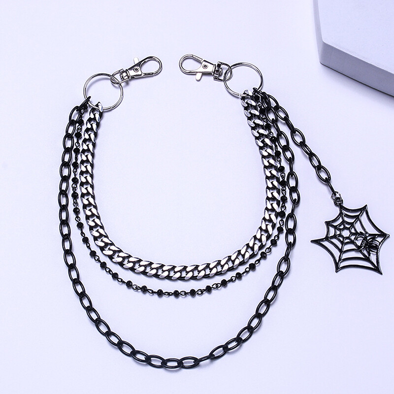 Fashion Punk Metal Pants Chain Hip Hop Spider Web Pendant Jeans Waist ...