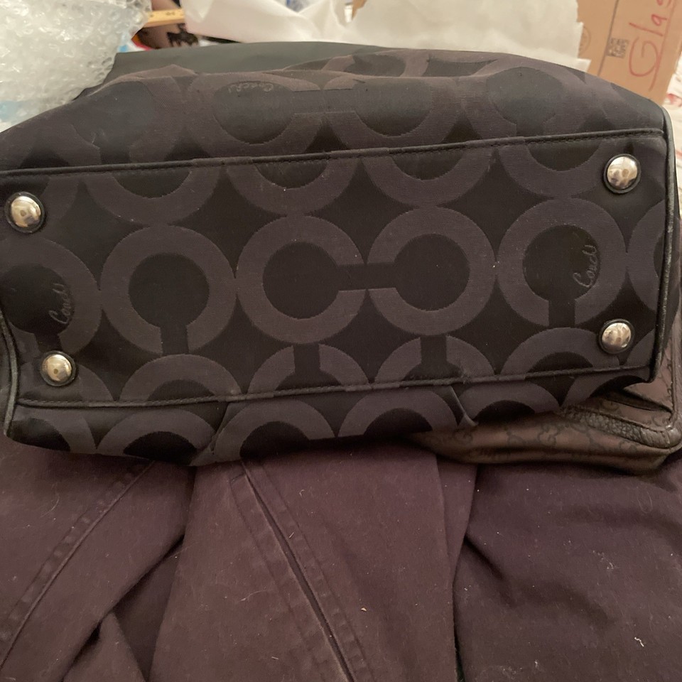 COACH BAG TAYLOR OP ART F25503 Dark Brown/BlCk Sarchel Purse Handbag | eBay