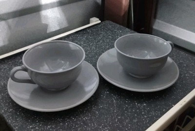 Hazel Atlas Ovide Grey Cup & Saucer Set Of 2 | eBay