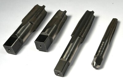 Lot of 4 GTD 4-flute HS Taps: NPT 1/2-14, 3/8-18, & NC 5/8-11, 3/8-16 ...