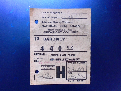 N.C.B. wagon label. Arkwright Colliery - Bardney. 28 Nov, 1978. | eBay UK