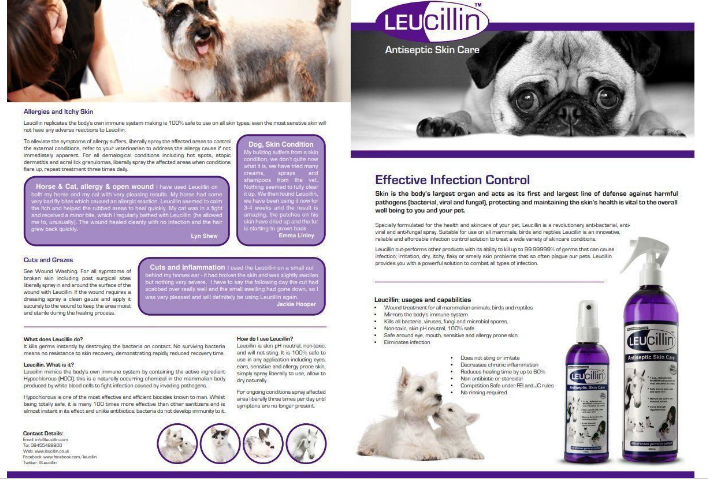 Leucillin Antiseptic Pet SkinCare Solution Spray Anti-Fungal Instant ...