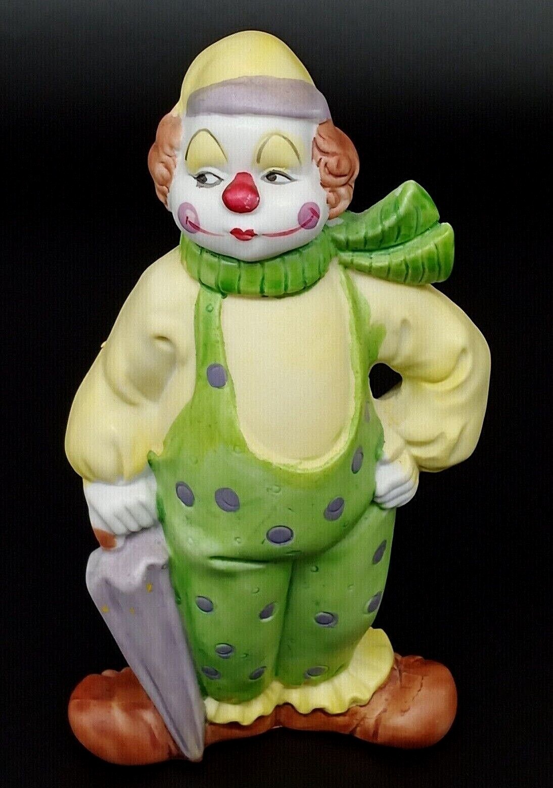 Clown Figurine Sculpture Porcelain Ceramic Holding Parasol MIC Taiwan ...