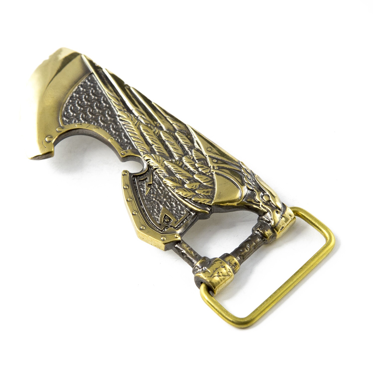 Brass belt buckle Ax of God, Medieval style buckle, Solid brass axe ...