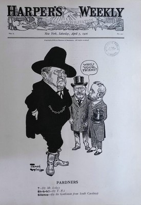 Roosevelt 1906 Frank Wing Political Cartoon Harpers Large hat Pince-nez ...