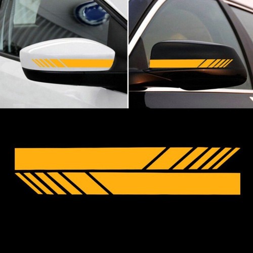 Car Rear View Mirror Racing Stripe Vinyl Decal Sticker Yellow Side ...