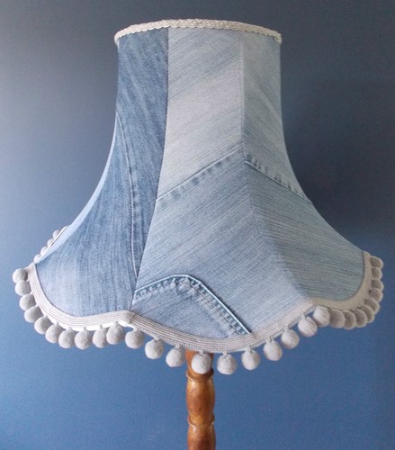 Handmade lampshade made from denim jeans for standard lamp floor or ...