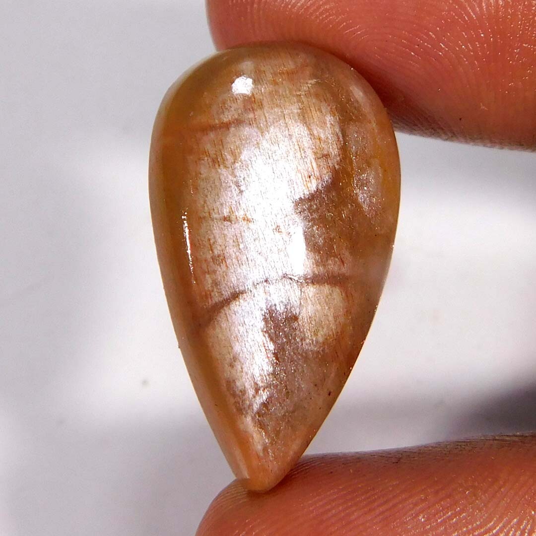 20.20Cts. Natural Pink Sunstone Crystal Pear Cabochon Loose Gemstone ...