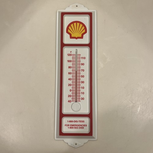Shell Advertising Thermometer Plastic Red & White 1-800-DIG-TESS | eBay
