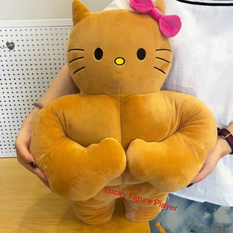 Sanrio Buff Hello Kitty Kawaii Muscle Plush Funny Doll 40Cm Pillow &55 ...