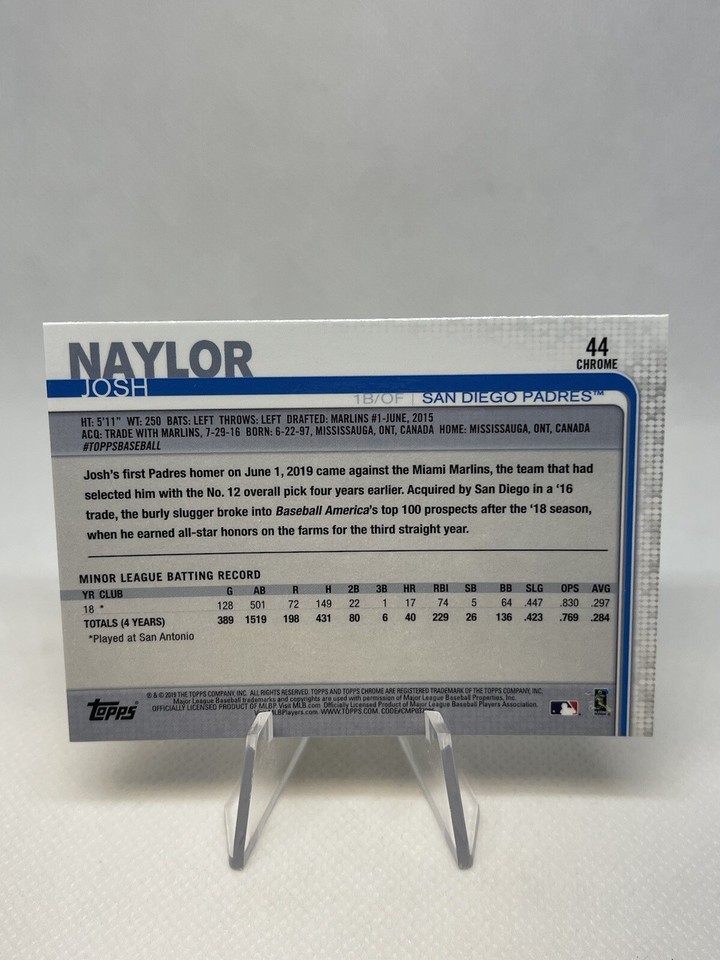 Josh Naylor 2019 Topps Chrome Rookie Card #44 SD Padres Indians RC | eBay