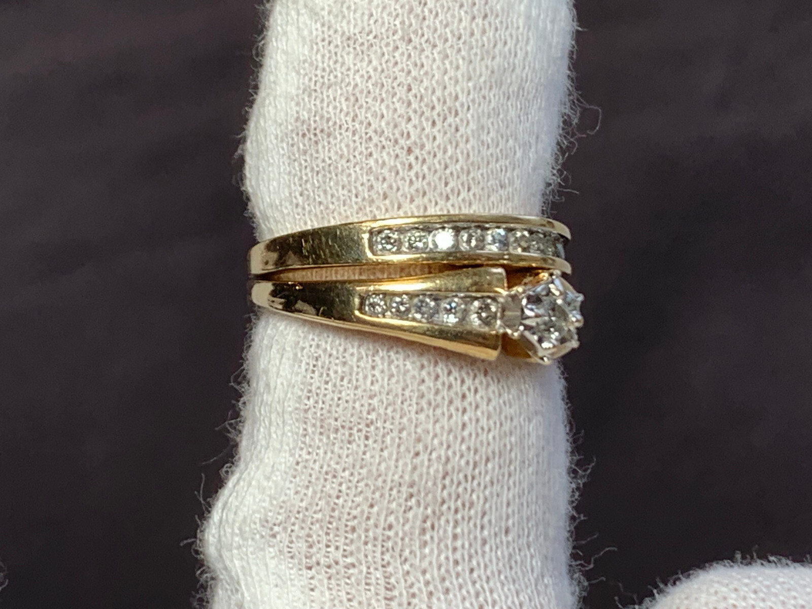 10K Yellow Gold Diamond Bridal Set 5.5g Fine Jewelry Avon Engagement ...