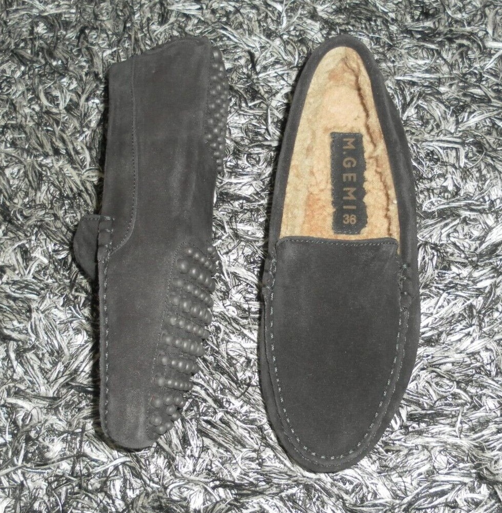 M. Gemi The Felize Shearling Black Suede Moccasin Loa… - Gem