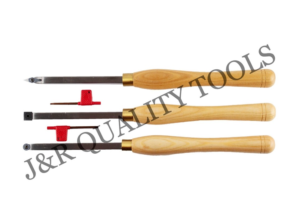 VCT 3pc carbide wood lathe turning chisel tool set with replaceable ...