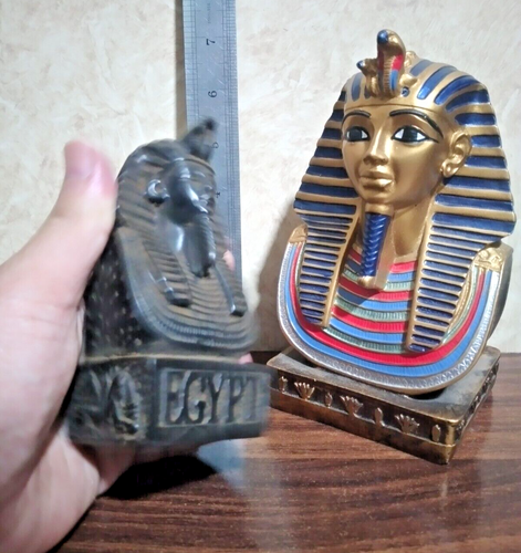 2X 12&17 cm head statue -Pharaonic Egyptian King Tutankhamun Solid ...