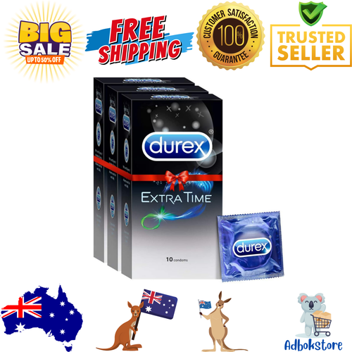 Durex Condoms Extra Time for Extended Pleasure 10 Count Pack of 3 ...