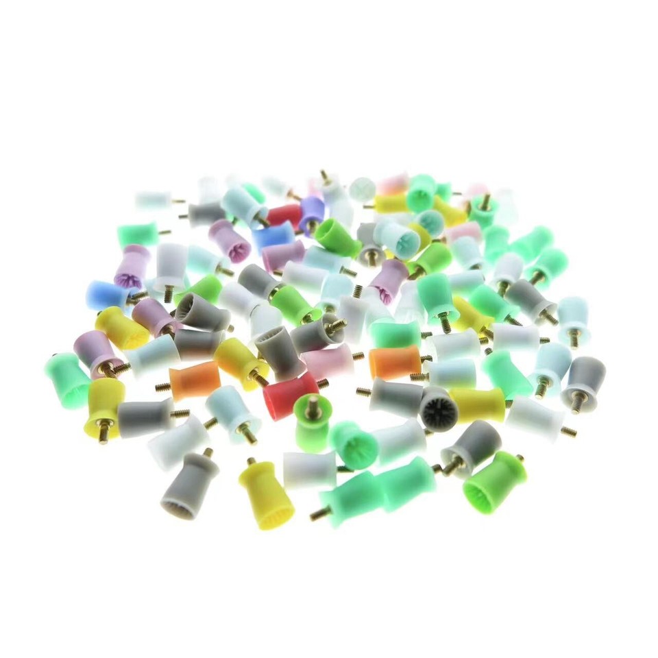 100 Dental Screw-in Type Soft Silicone Tips Paste Prophy Polishing Cups ...