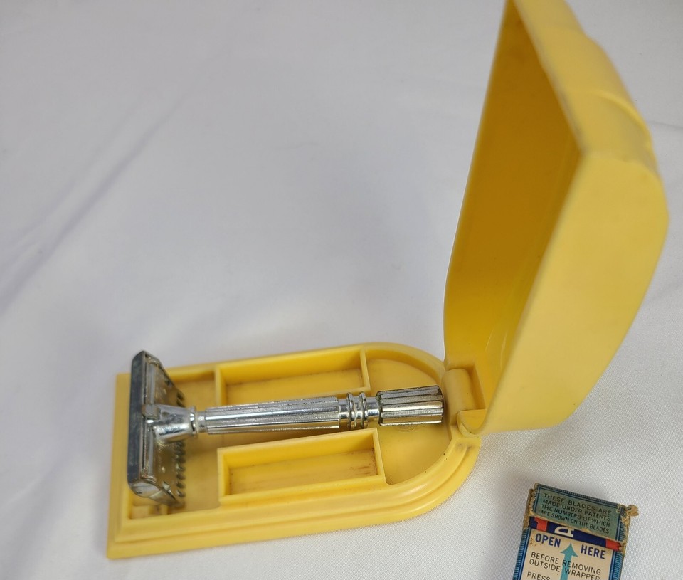 Vtg GEM Micromatic Gold / Yellow Deco Single Edge Safety Razor ...