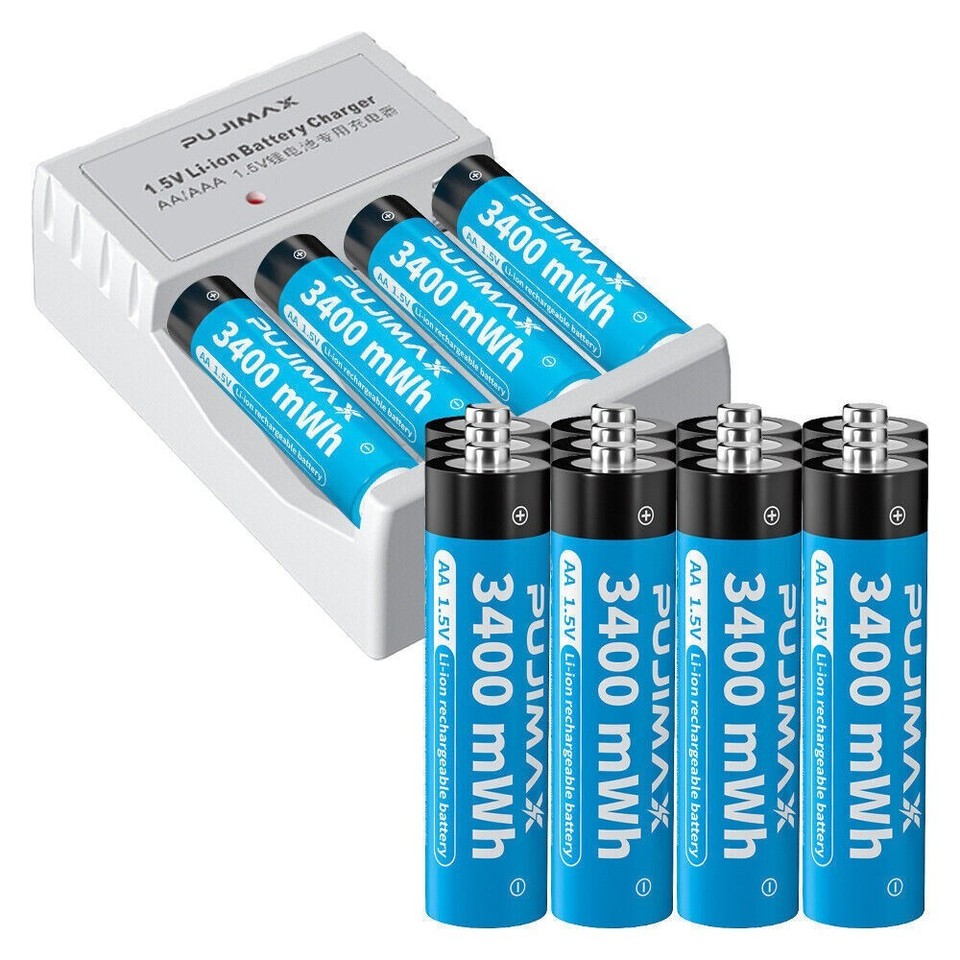 1.5V AA AAA Rechargeable Li-ion Batteries with Fast Lithium Battery ...
