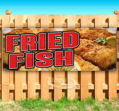 FRIED FISH Advertising Vinyl Banner Flag Sign Many Sizes CARNIVAL FOOD ...