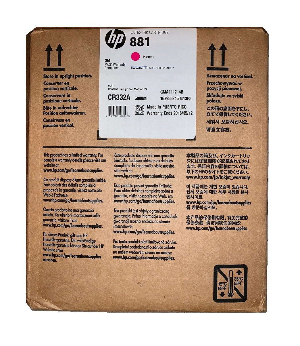 HP Ink Cart/881 5-Ltr Magenta Latex (CR332A) for sale online | eBay