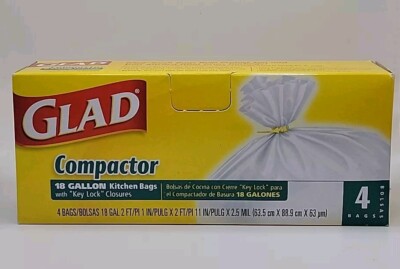 Glad Compactor Garbage Kitchen Bags 18 Gallon 4 Bags | eBay