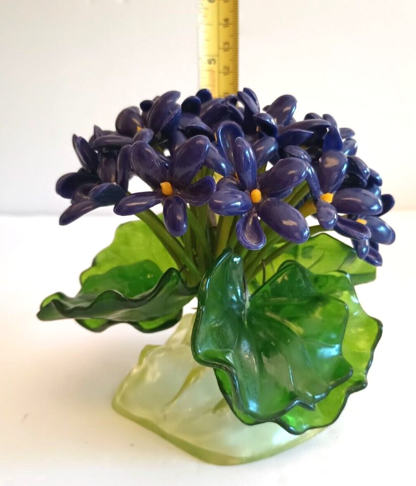 Vtg Joseph Markovitz Purple Violets Lucite Plastic Flower Bouquet MCM ...