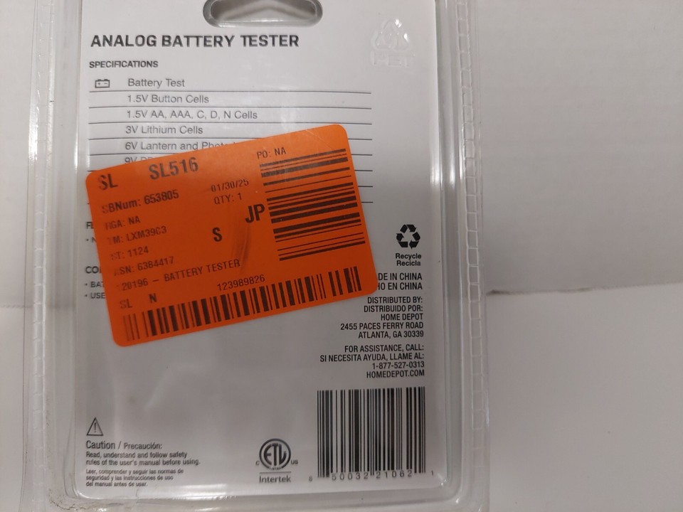 Commercial Electric Analog Battery Tester 1.5V to 22.5V Batteries Part ...