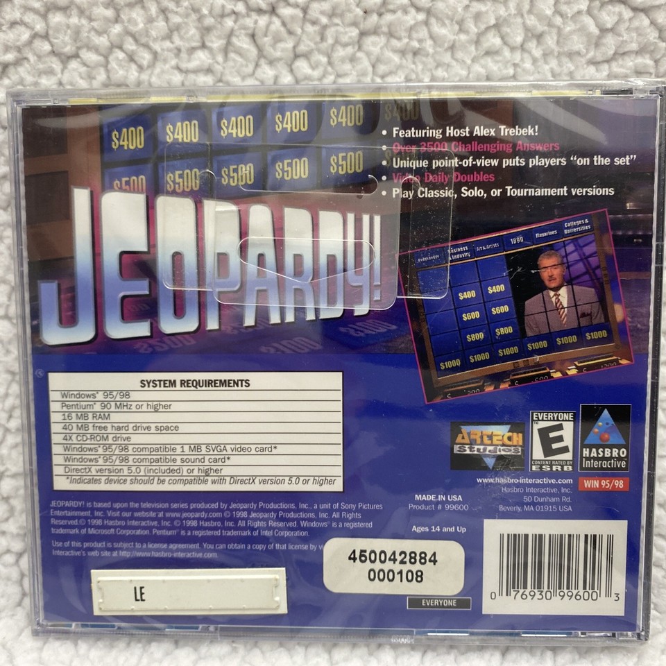 Jeopardy CD-ROM Jewel Case (PC, 1998) 1st Edition Brand New! Sealed ...