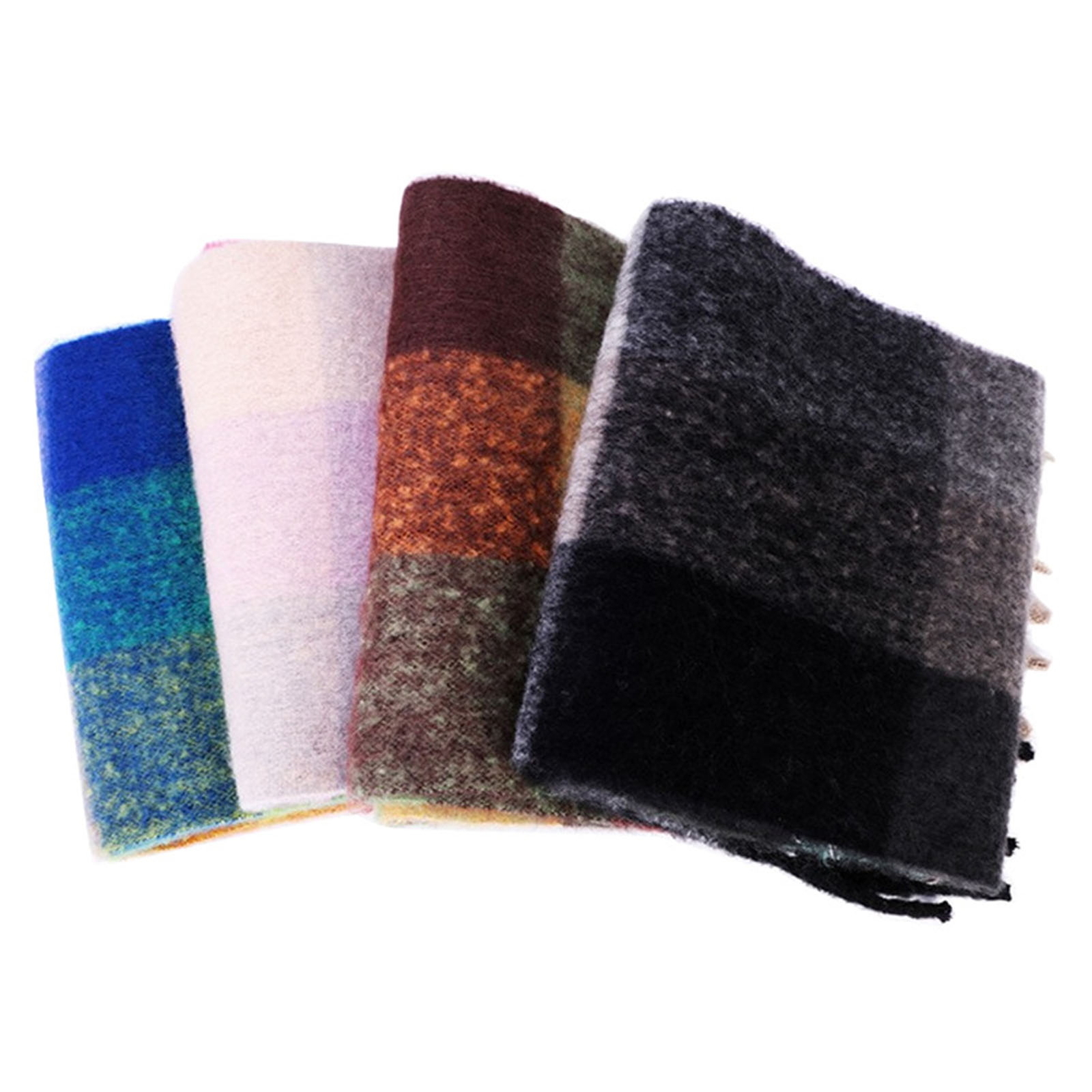 Shawl Women Scarf Colorblock Tassel Decor Scarf Plaid Print Soft Wide ...