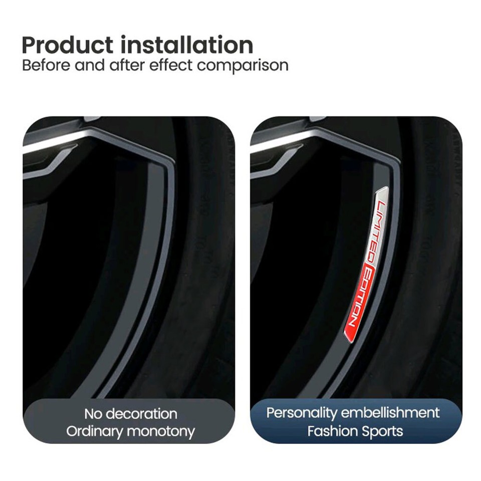 4× Red Limited Edition Logo Car Wheel Hub Sticker Emblem Badge Decal ...