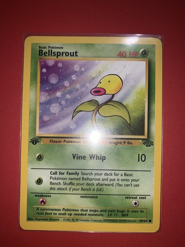 Bellsprout 49/64 1st Edition NM Near Mint Jungle Set Non-Holo Pokemon ...