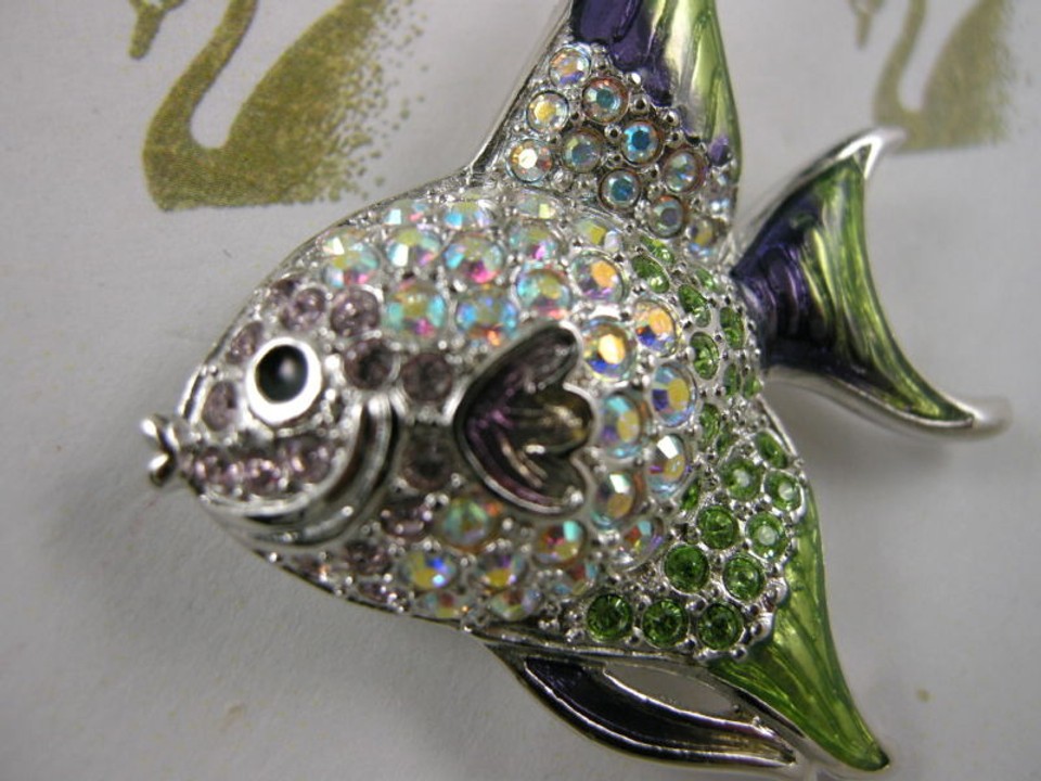 SIGNED SWAROVSKI FISH PIN /BROOCH RETIRED RARE NEW | eBay