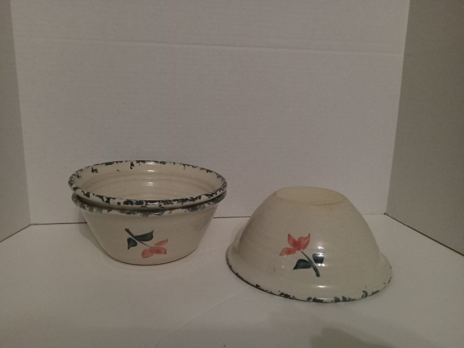 2 blue and white clay dipping bowls flower patern | eBay