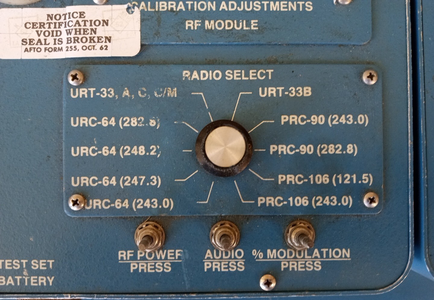 ACR/TS-24B Radio Test Set AN/PRC-90 106 URT-33 URC-64 121.5 243 247.3 ...