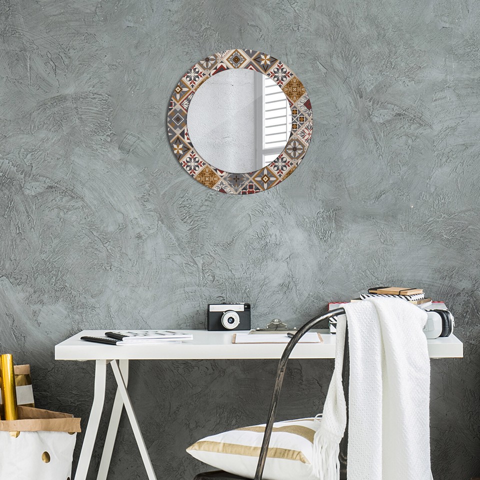 Modern Framed Wall Mirror with Patterned Frame Ready to Hang Turkish ...