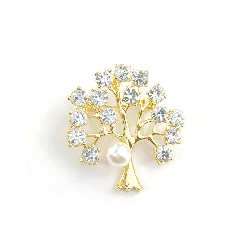 Fashion Diamond Pearls Tree Of Life Brooches For Women Clothing ...