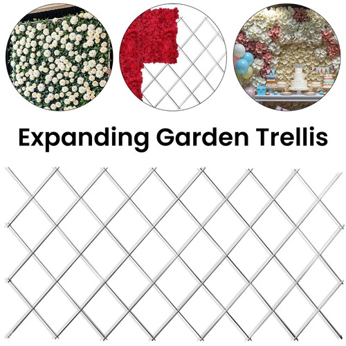2x Expandable Aluminium Garden Trellis Panels Fence Wall Plant Support ...