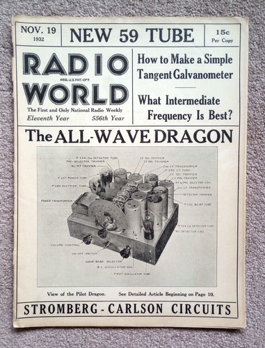 Radio World Magazine November 19th 1932 Ads Articles 11-19-1932 Vintage ...