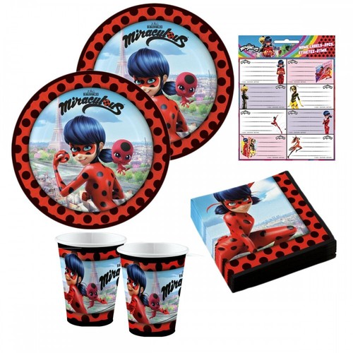 Pack Party Miraculous Ladybug 16 Guests, Plates, Glasses Napkins for ...