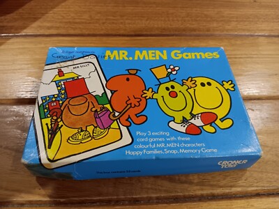 Vintage Mr. Men Games 3 card games 52 character cards Croner Toys 1980 ...