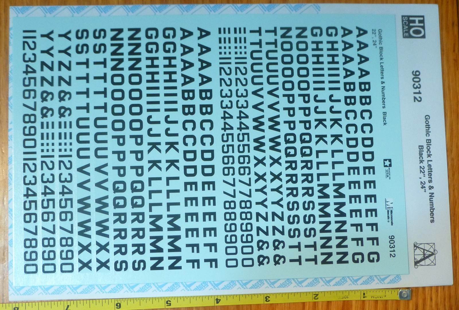 Microscale Decal HO #90312 Gothic 22" & 24" Block Letters & Num.(Black ...